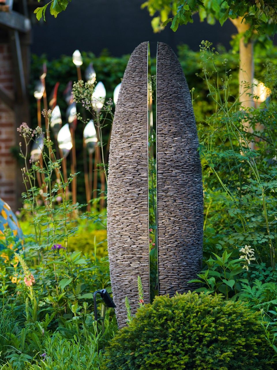 Slate Sentinel, Slate and Stainless Steel Sculpture - David Harber US